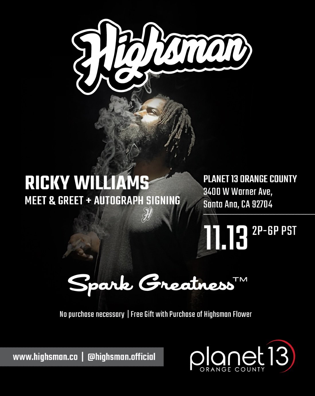 Ricky Williams Meet & Greet at Planet 13 for the Launch of Highsman ...