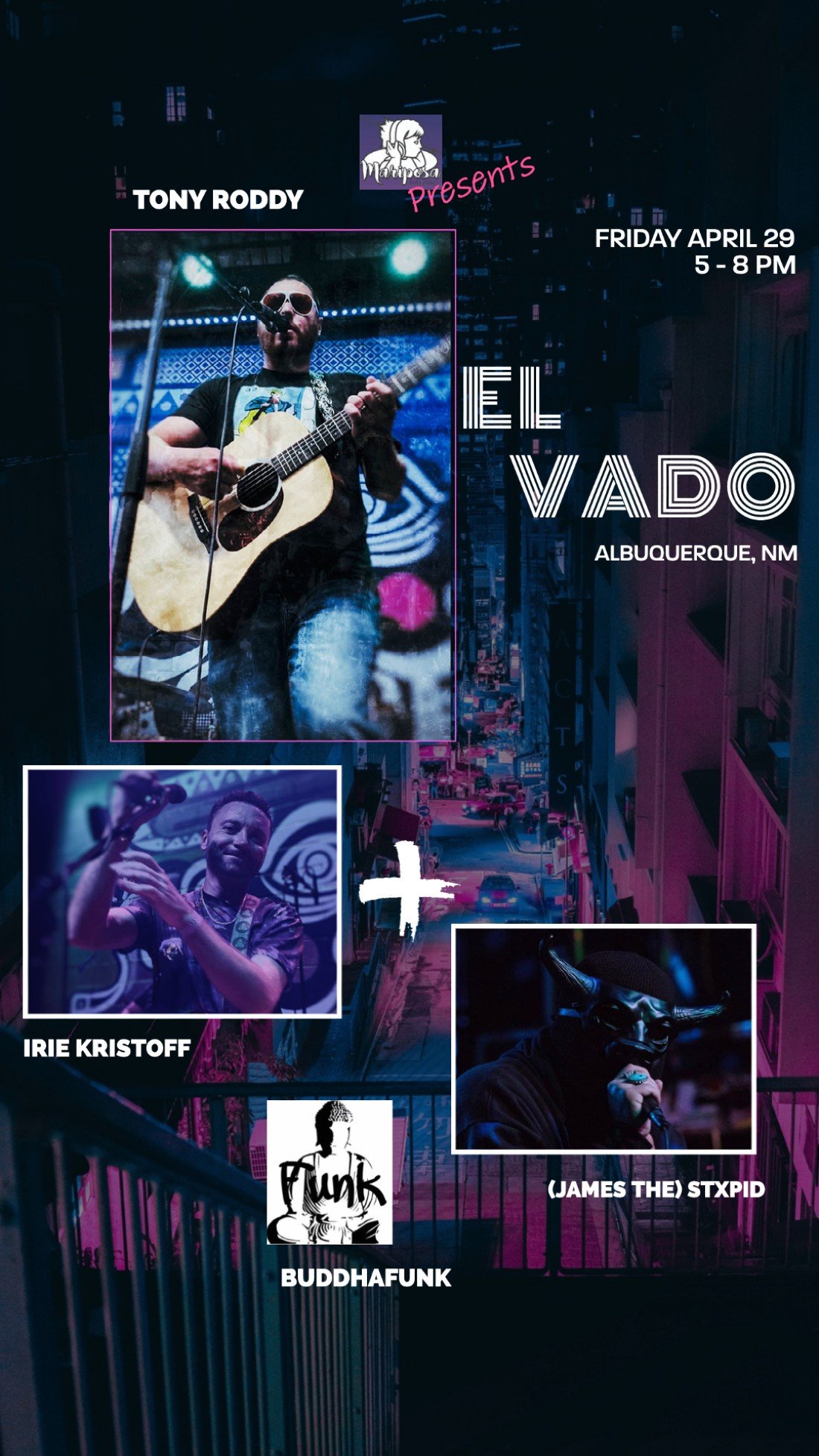 TONY RODDY LIVE music @ EL VADO courtyard w/ guests IRIE KRISTOFF+ ...