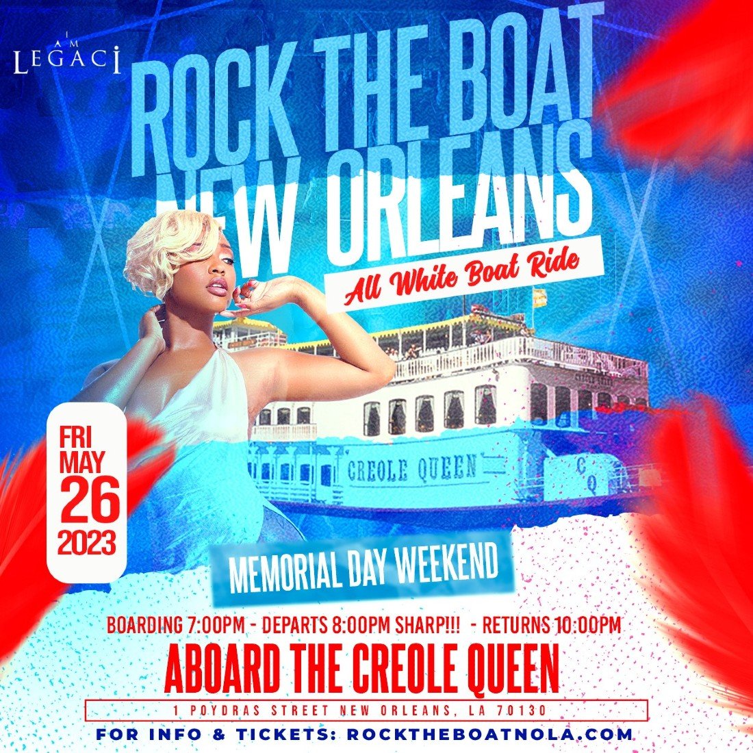 ROCK THE BOAT NEW ORLEANS ALL WHITE BOAT RIDE MEMORIAL DAY WEEKEND 2023 