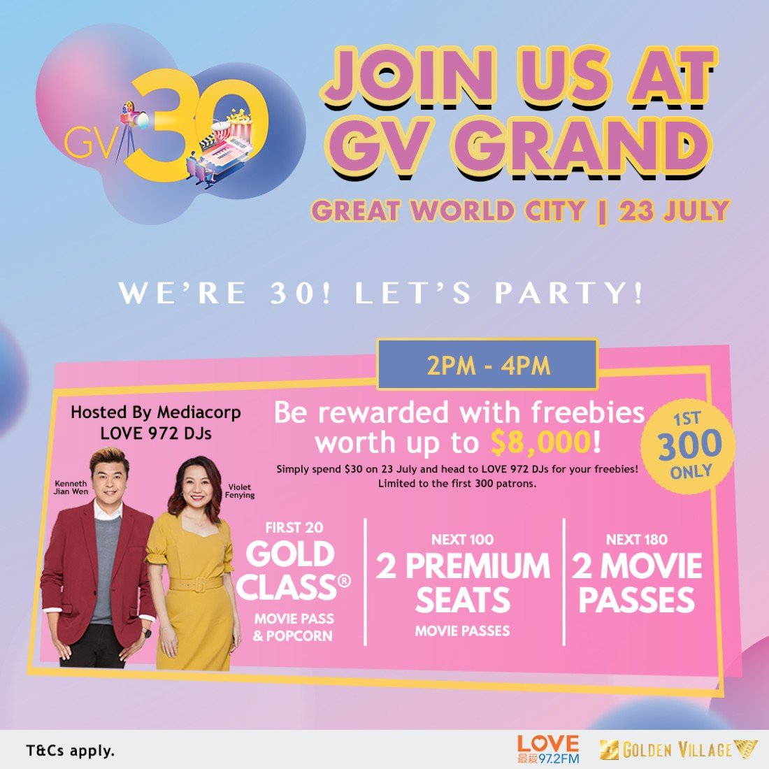 GV 30th Anniversary 2022 Tickets | Golden Village Grand (Great World ...