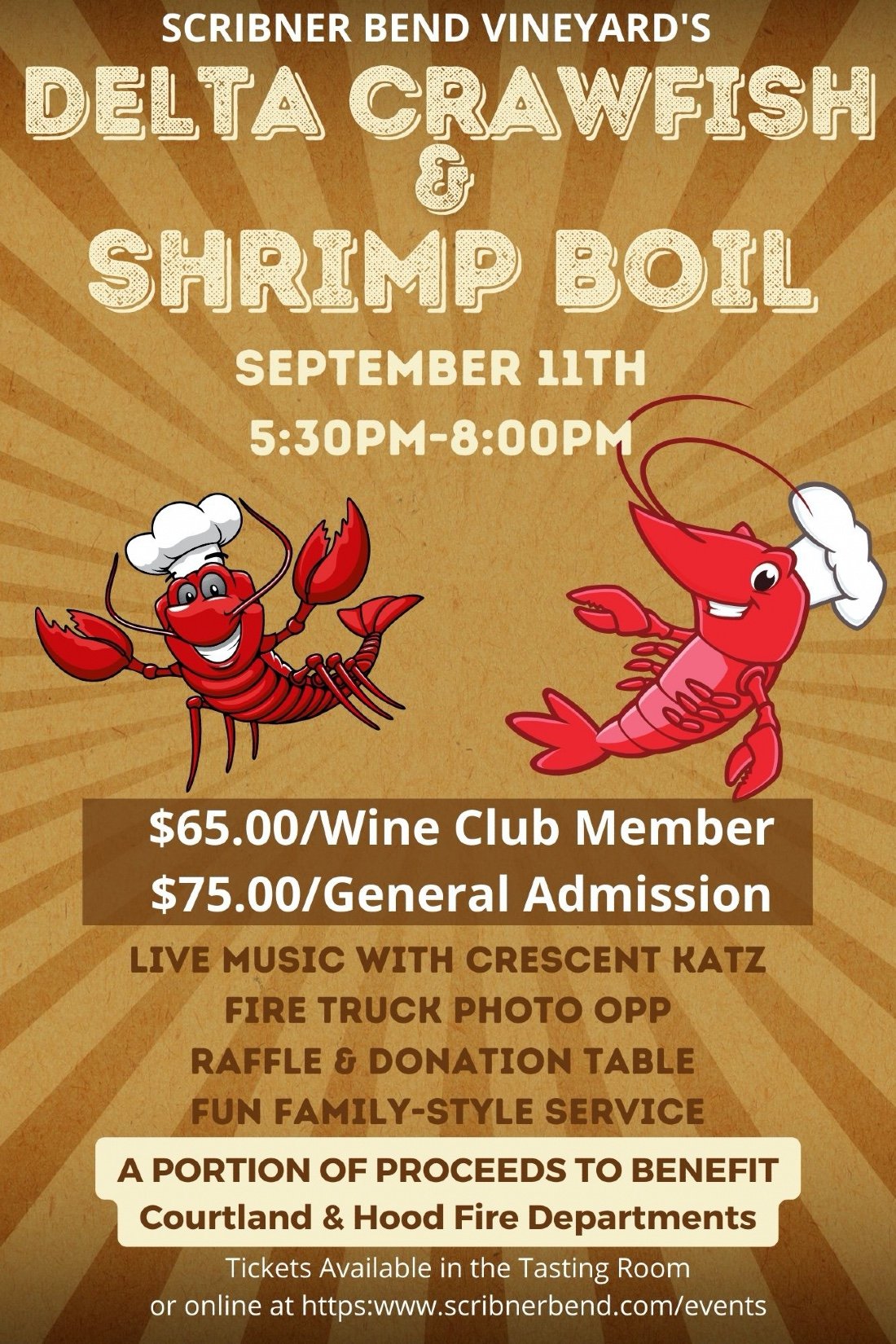 Delta Crawfish and Shrimp Boil Tickets at Scribner Bend Vineyards ...