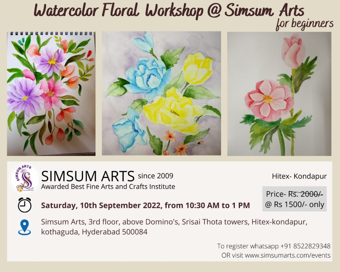 Watercolor Floral Workshop @ Simsum Arts Tickets | Simsum Arts, 3rd ...
