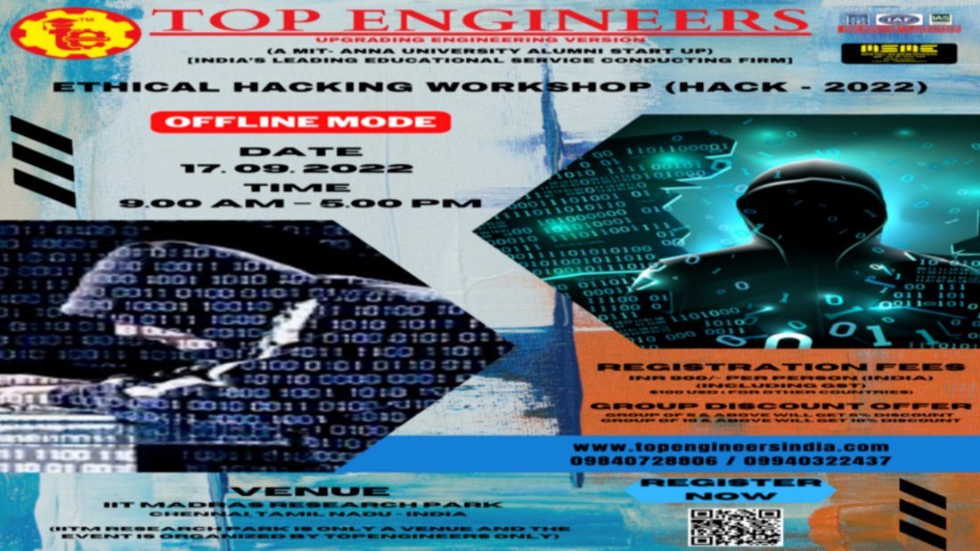 ETHICAL HACKING WORKSHOP (HACK - 2022) Tickets at iitmadras research park, Chennai on 17th ...