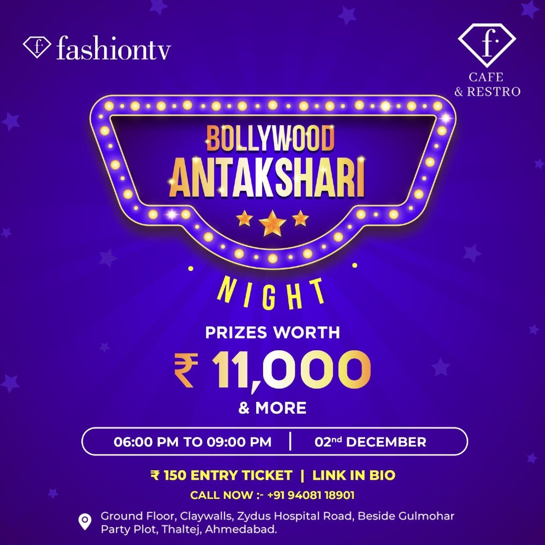 Bollywood Antakshari At FTV Tickets at FTV Café & Restro, Ahmedabad on ...