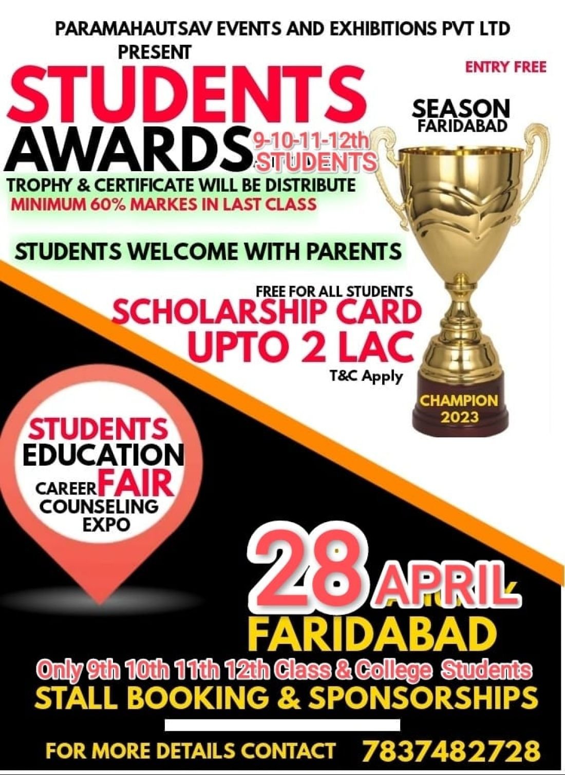 Students Award Ceremony at Faridabad City on 28th April, 2023