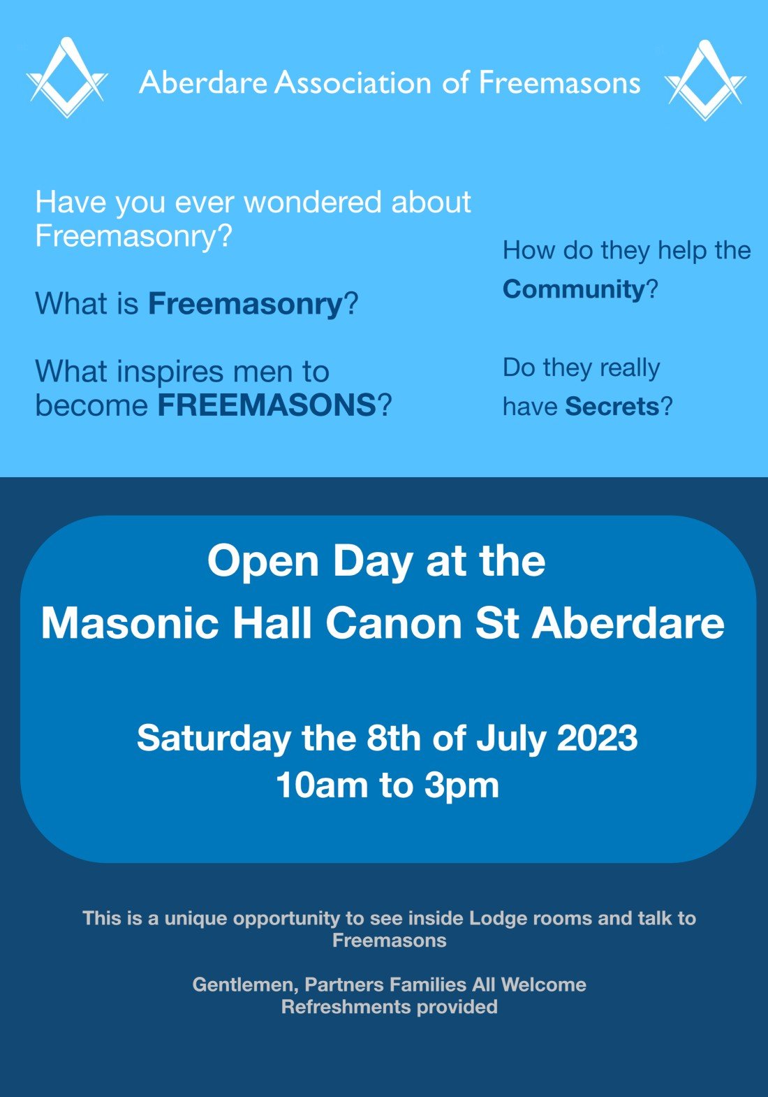 Aberdare Masonic Hall Open Day Tickets at Aberdare Masonic Hall on 8th ...
