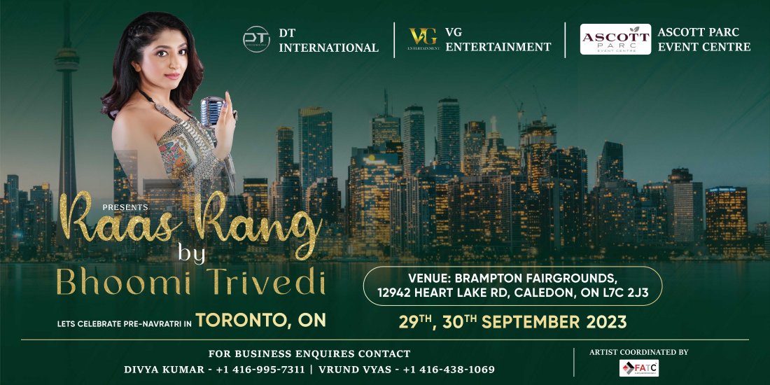 RAAS RANG 2023 Garba - By Bhoomi Trivedi | 29th & 30th September Tickets | Brampton Fairgrounds ...