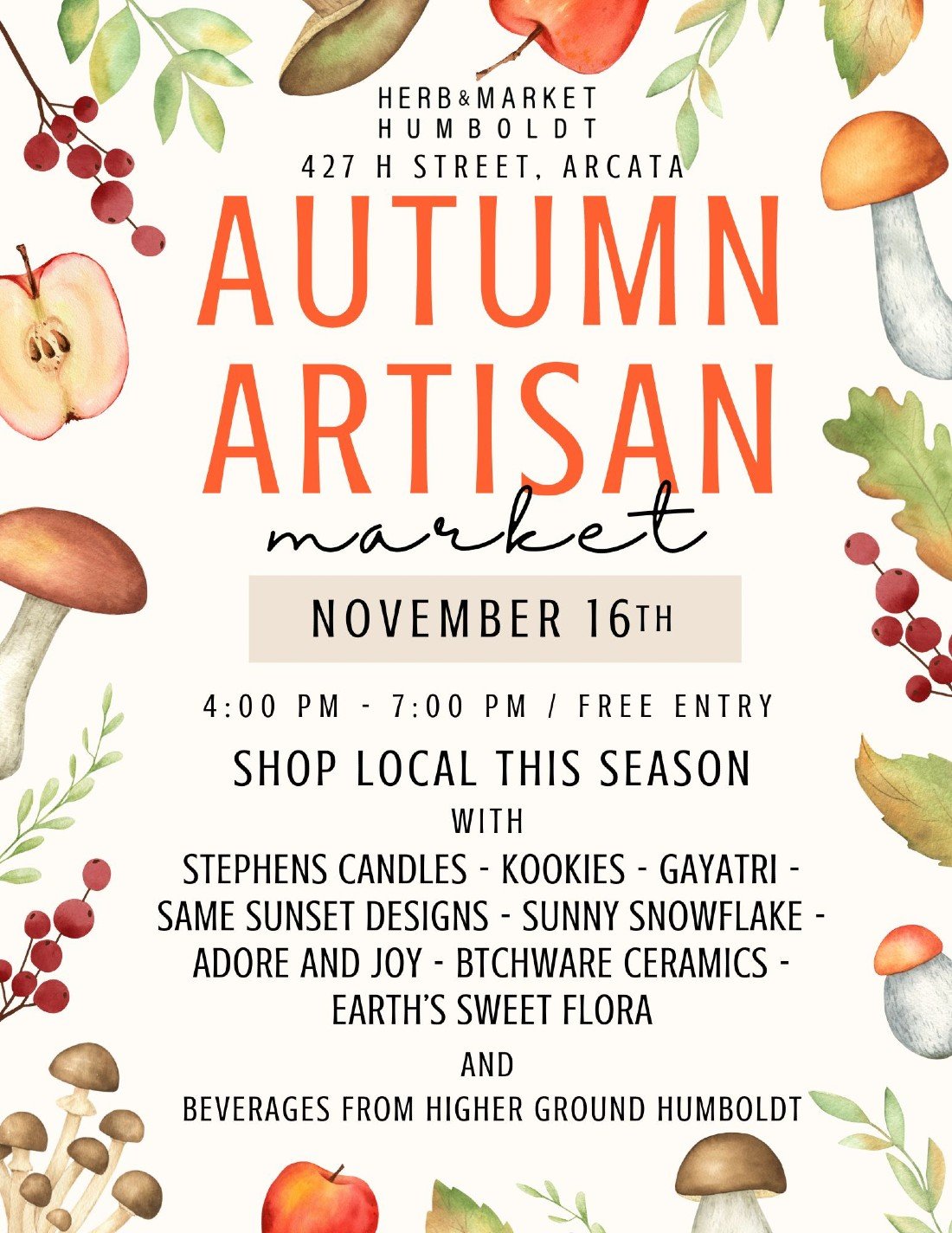 Autumn Artisan Market Tickets | Herb and Market, Arcata, CA | November ...