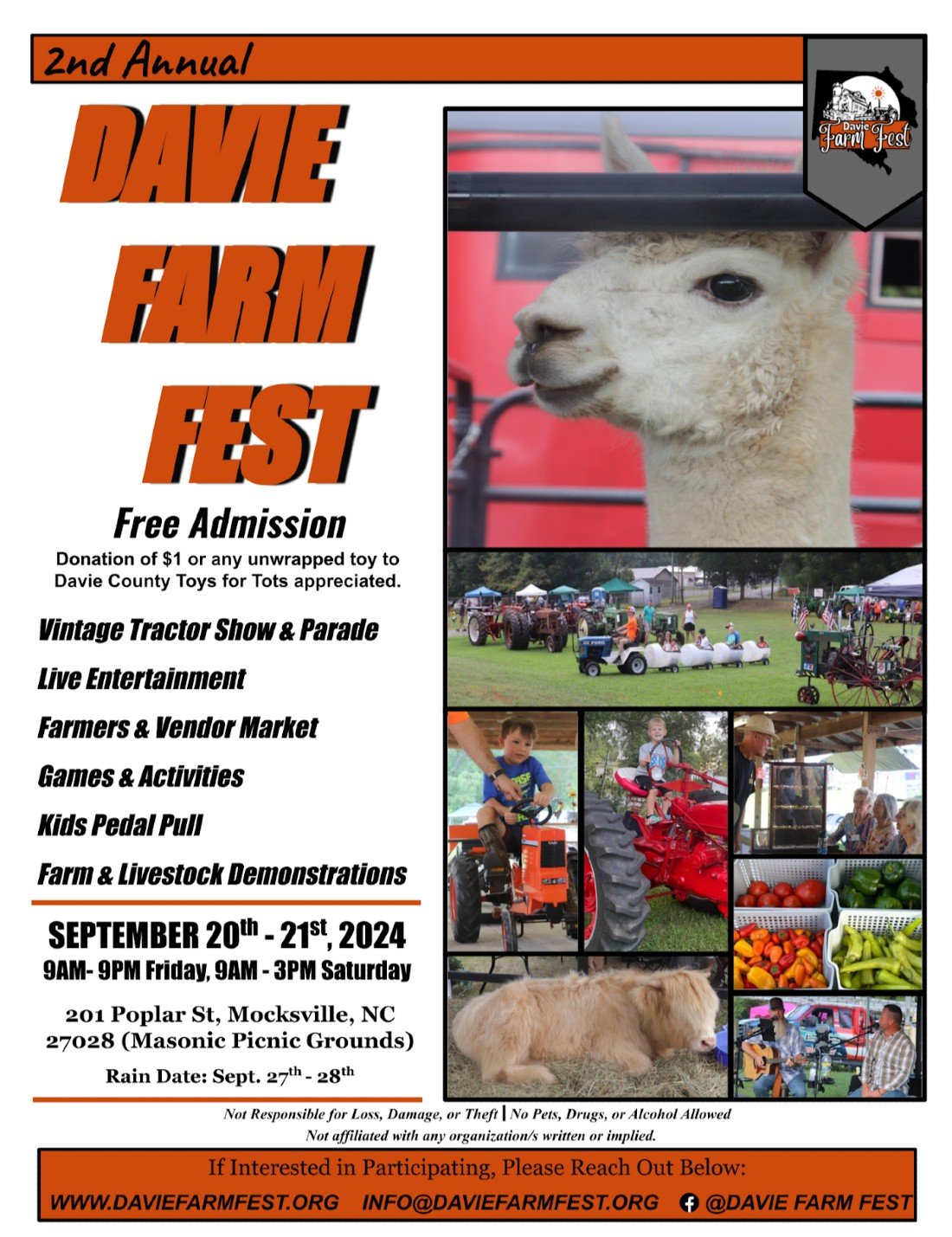 2nd Annual Davie Farm Fest | Masonic Picnic Grounds, Mocksville, NC ...