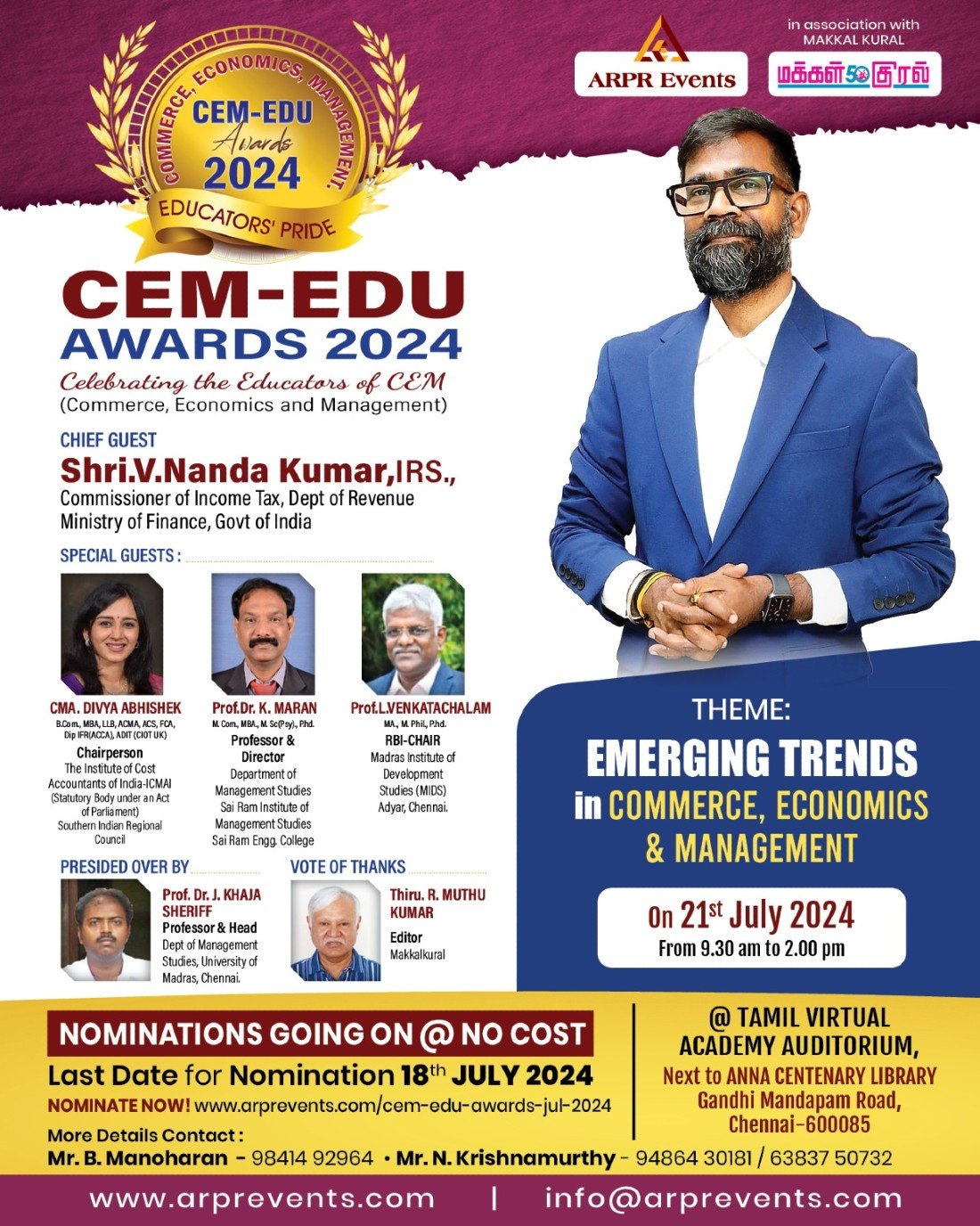 CEM-EDU AWARDS 2024 For Faculties in Commerce, Economics & Management ...