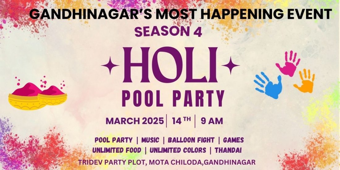 Holi Pool Party 2025 season 4 Tickets | Tridev Party Plot and Banquet ...