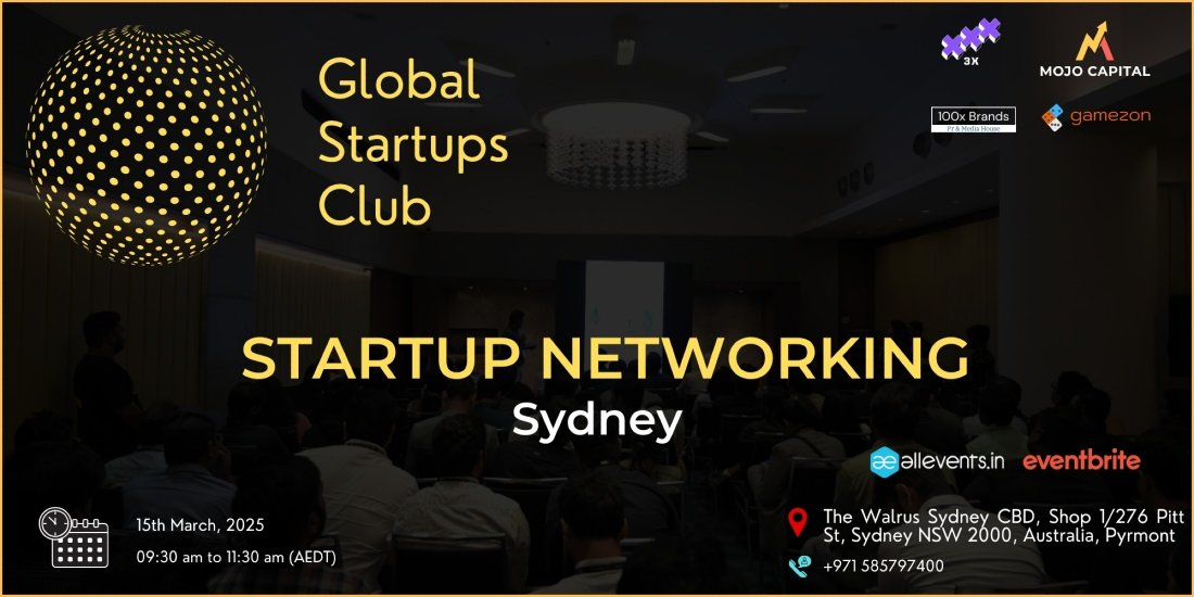 GLOBAL STARTUPS CLUB STARTUP NETWORKING Sydney Australia 2025 Tickets | The Walrus Sydney CBD ...