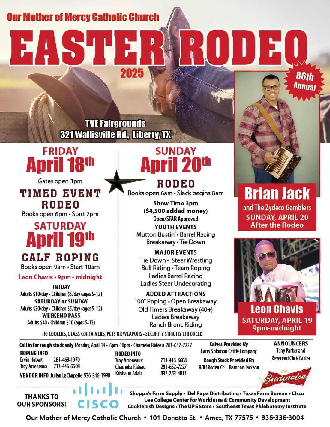 86th Annual OMMCC Easter Rodeo 2025 at Liberty Wallisville Road on 18th ...