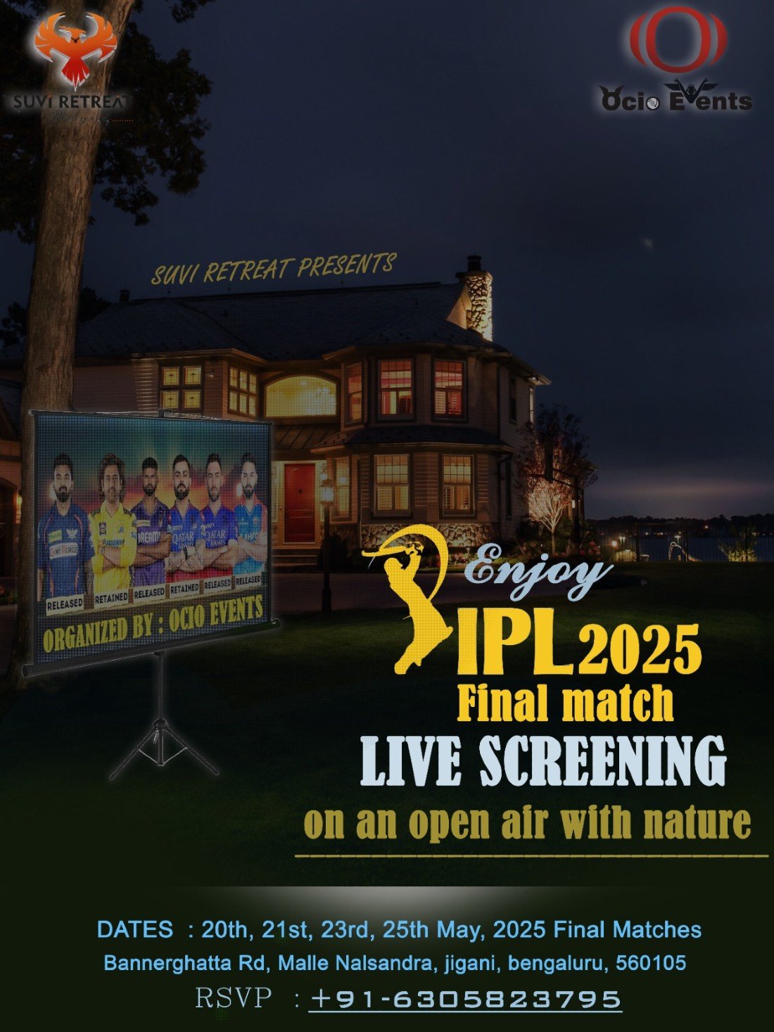IPL Live Screening In open resort with nature at Suvi Retreat ...