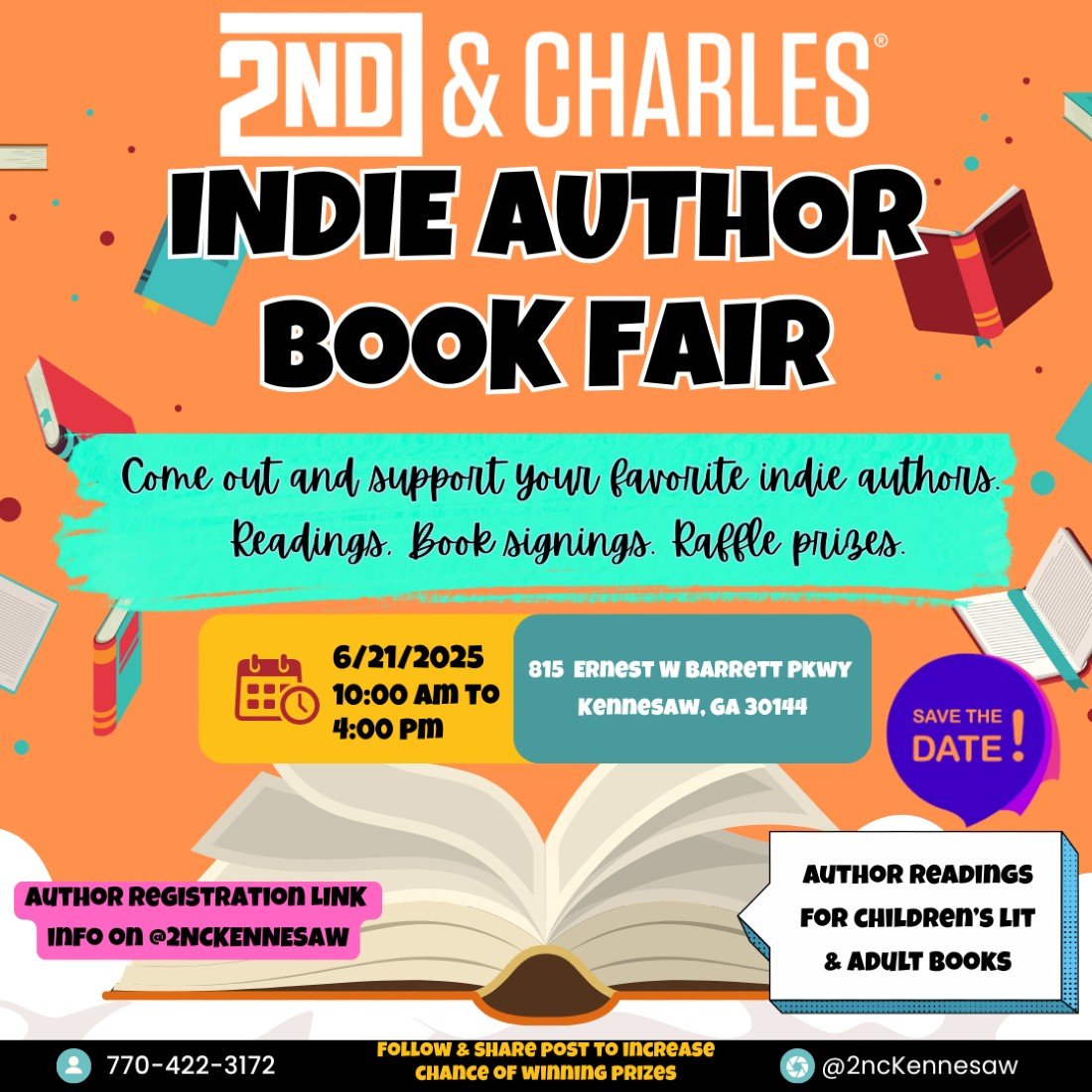 2nd & Charles Indie Authors Book Fair Tickets at 2nd & Charles, Ernest W Barrett Parkway ...