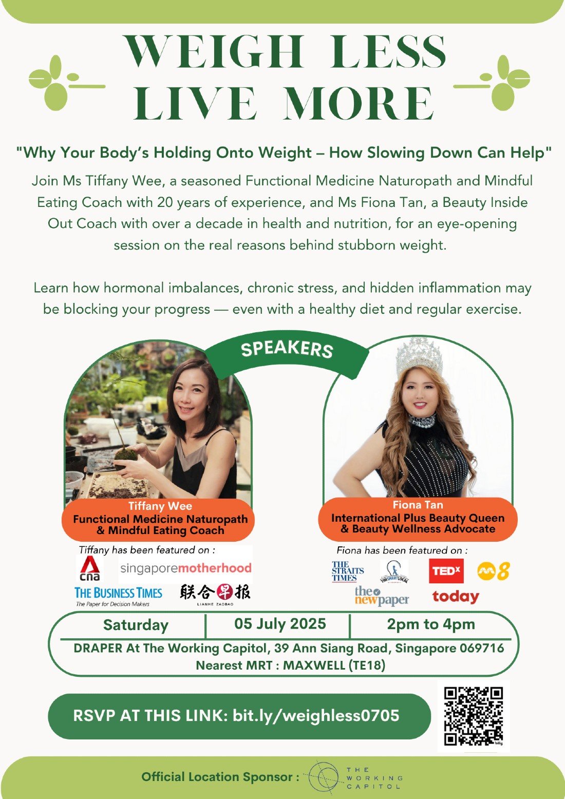 WEIGH LESS, LIVE MORE Tickets | 39 Ann Siang Rd, Singapore, SG | July 5 ...