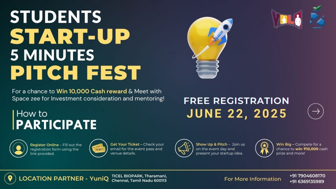YOLO - Students Startup Pitch Fest - 2025 at YuniQ, Chennai on 22nd ...