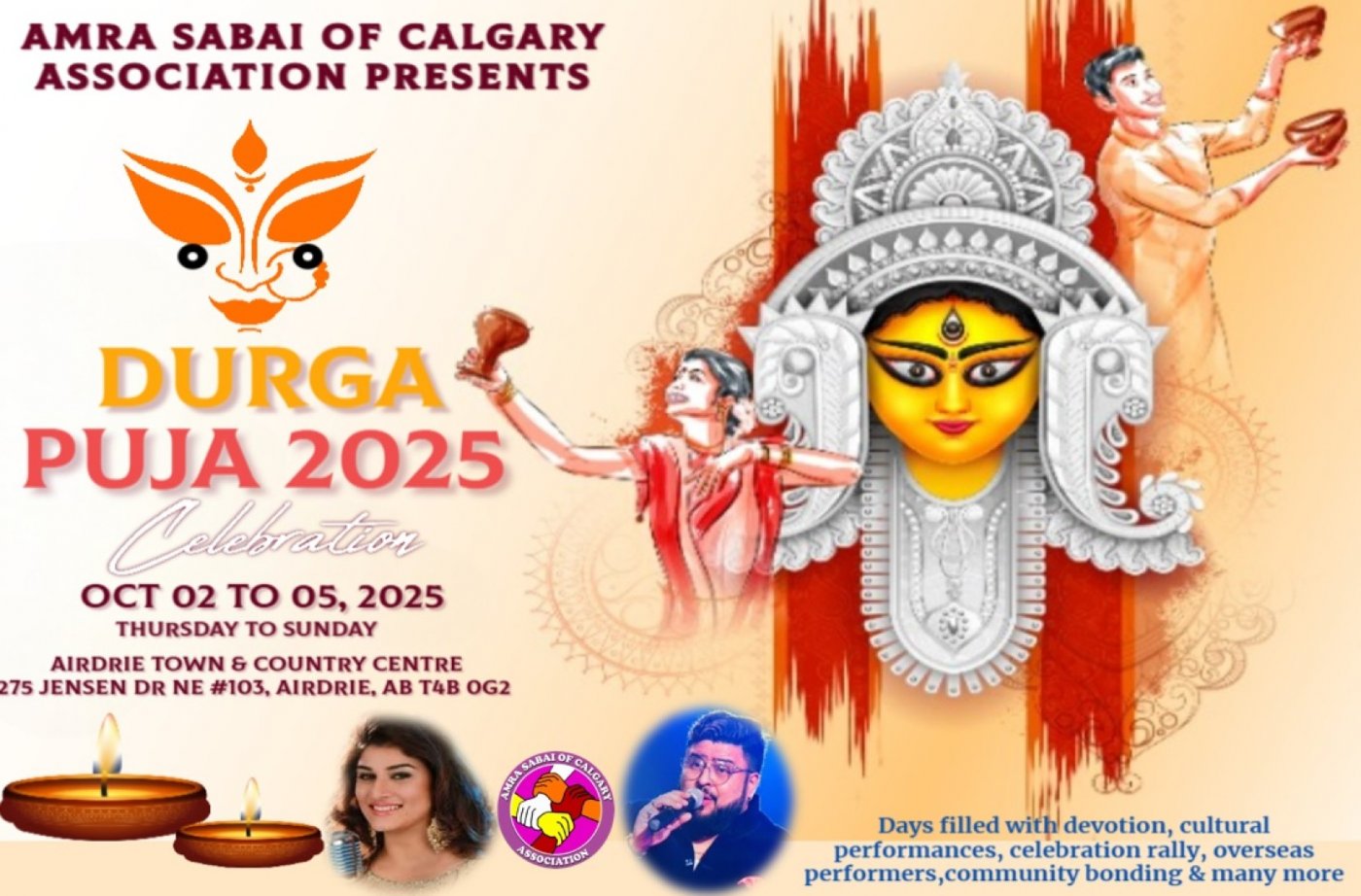 Amra Sabai Durga Puja 2025 at Town and Country Centre, Airdrie on 2nd October, 2025