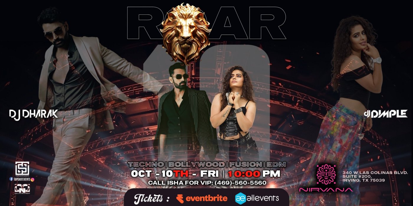 ROAR WITH #1BOLLYWOOD NIGHT DJ DHARAK AND DJ DIMPLE AT NIRVANA Tickets ...