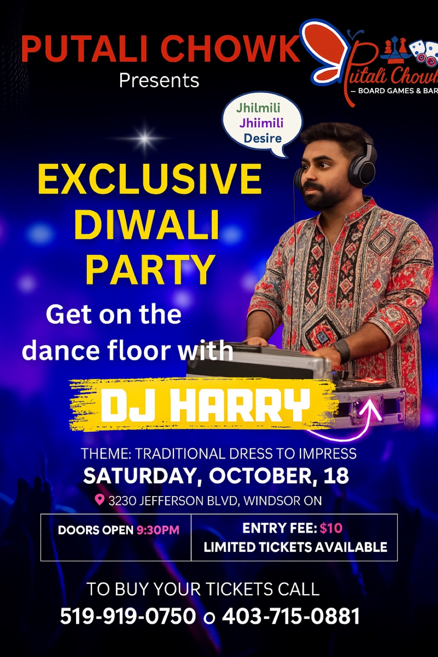 Diwali Special DJ Party at Putali Chowk Board Games & Bar, Windsor on ...