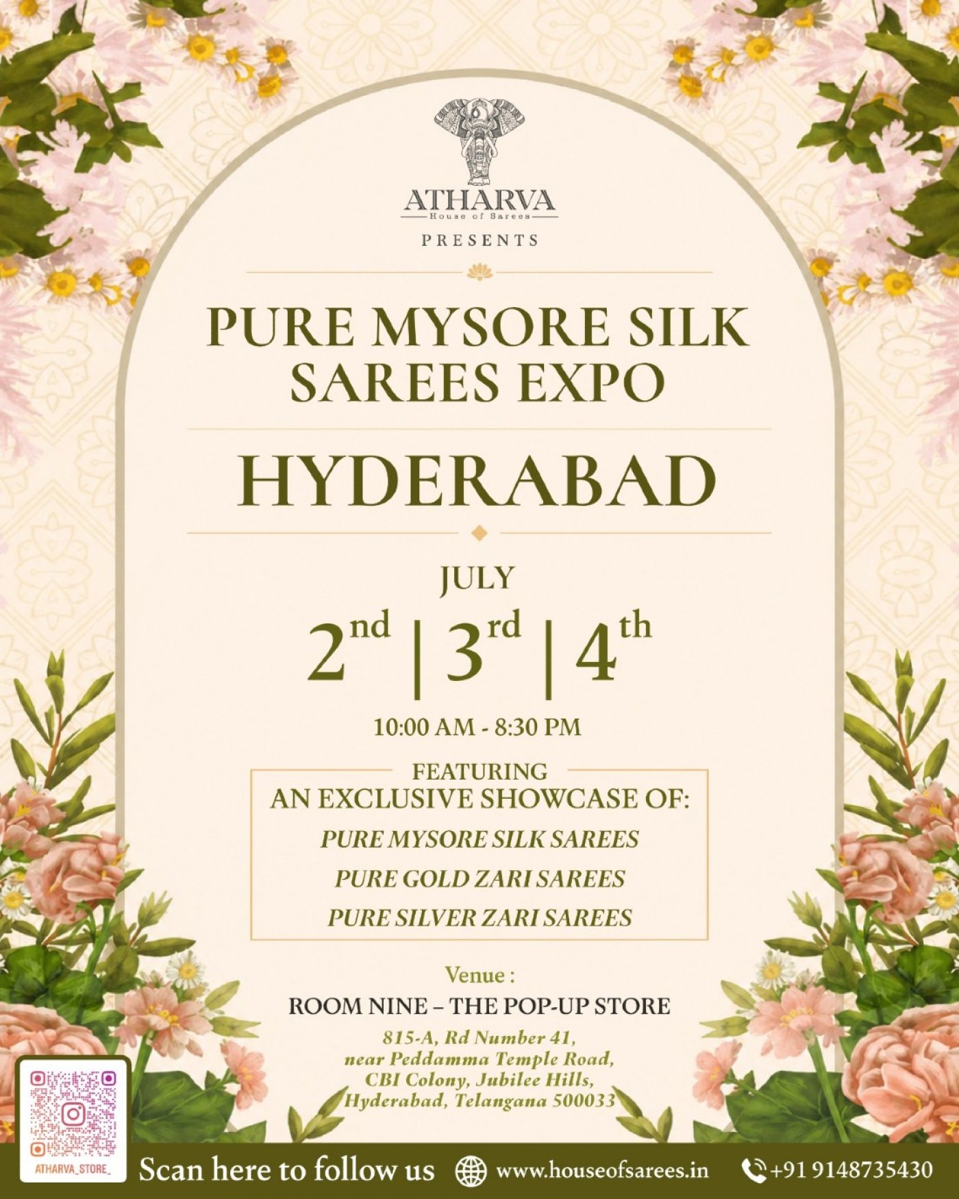 Atharva House of Sarees – Pure Mysore Silk Sarees Expo | Hyderabad ...